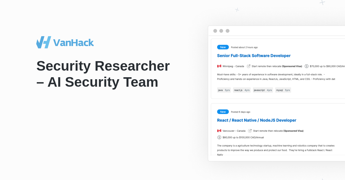Security Researcher – AI Security Team - VanHack